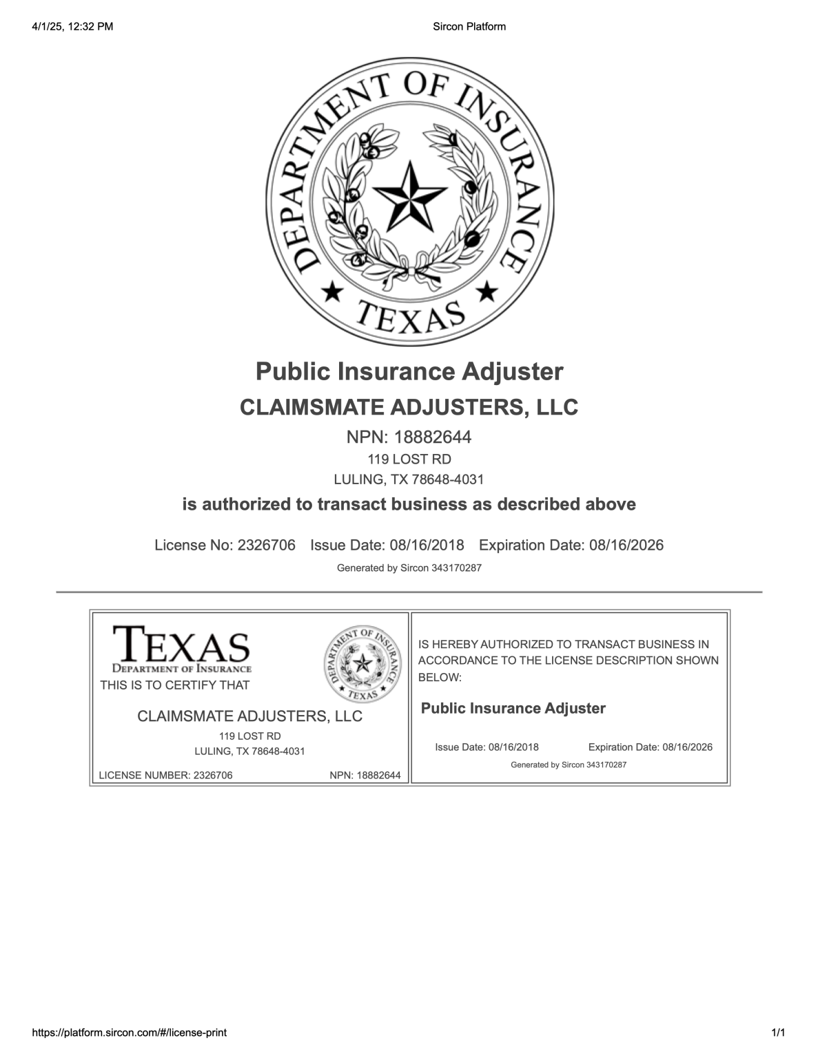 License Verification | ClaimsMate