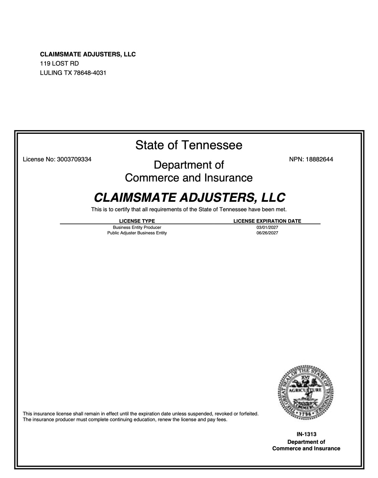 License Verification | ClaimsMate